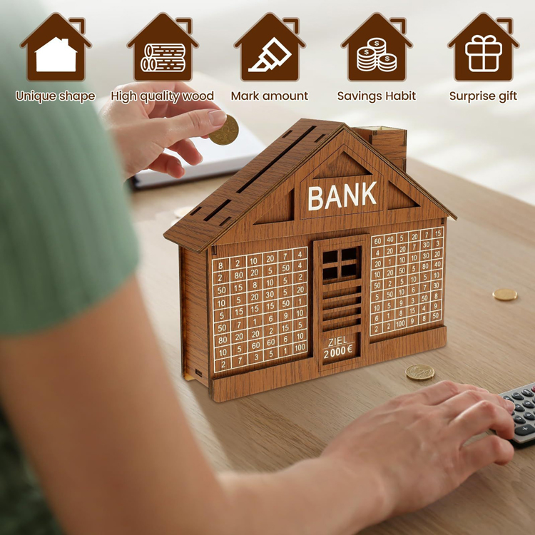 Funny Wooden House Piggy Bank | Funny.com
