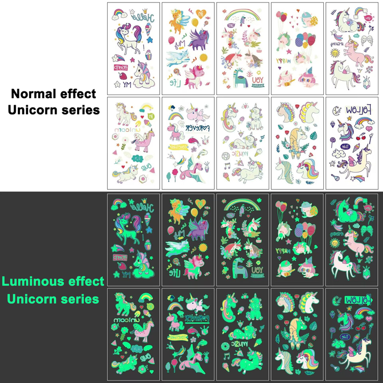 20 Pcs Glow in the Dark Temporary Tattoos Stickers | Funny.com