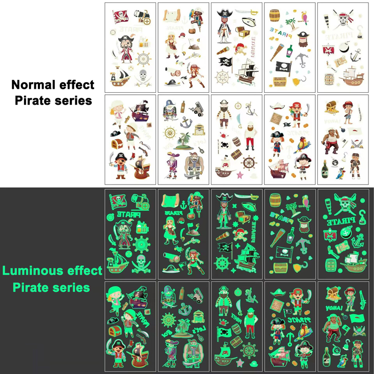 20 Pcs Glow in the Dark Temporary Tattoos Stickers | Funny.com